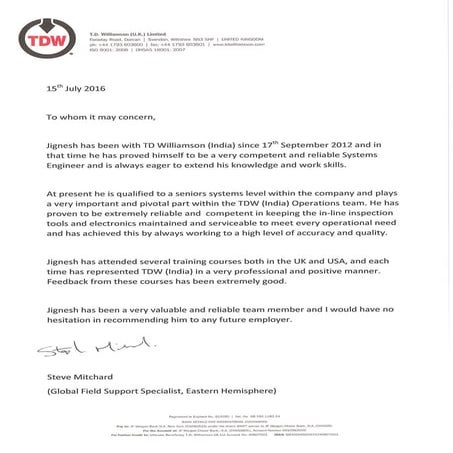 Recommandation Letter | PDF