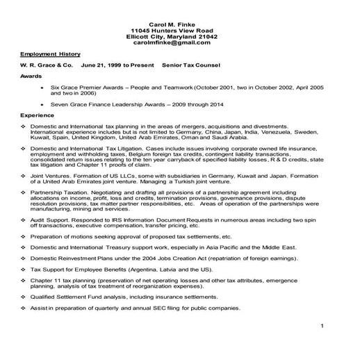Carol M Finke Resume 8-10-2016 | DOCX
