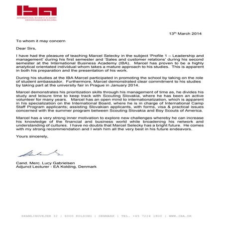 Recommendation letter IBA | PDF