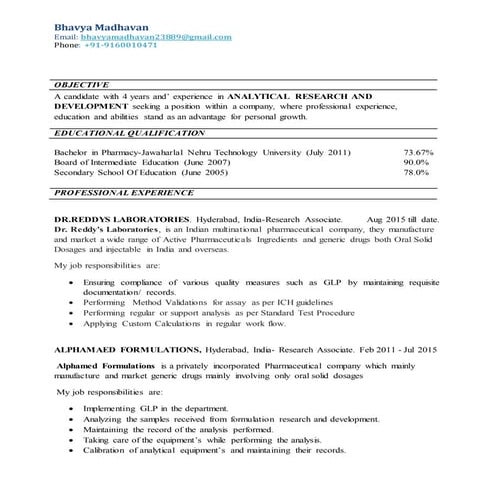 Bhavya Madhavan updated CV | DOCX