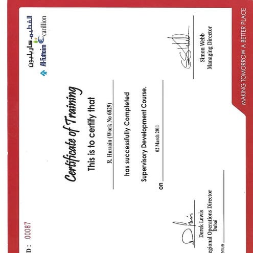 Supervisory Training certificate | PDF