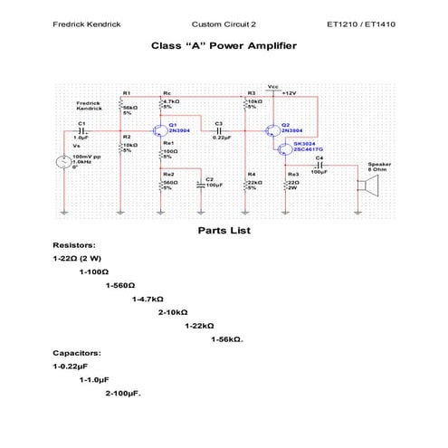 Class A Power Amplifier | DOCX