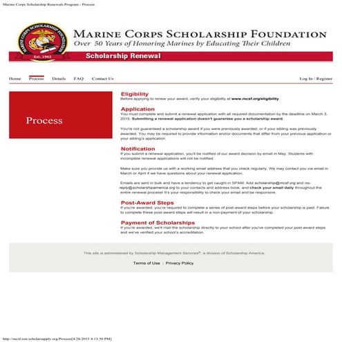 Marine Corps Scholarship Renewals Program - Process | PDF