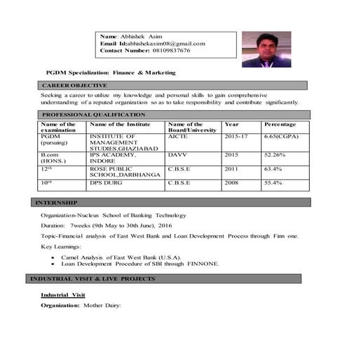 abhishek personal resume | DOCX
