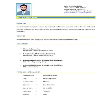 CV Naeem Ahmed Khan | PDF