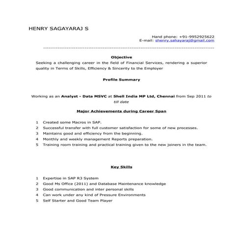 RESUME_HENRY | DOC | Business | Business and Finance