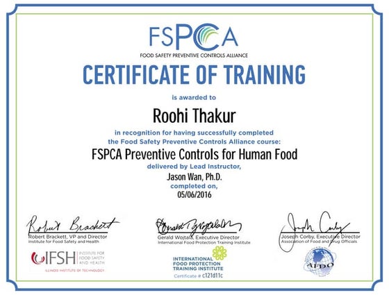 FSPCA Preventive Controls for Human Food.Certificate | PPT
