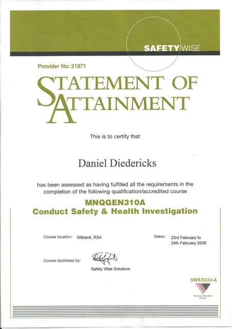 Introduction to Samtrac Training Course - NOSA | PDF