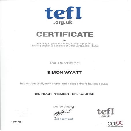 TEFL CERTIFICATE AND OUTCOMES | PDF