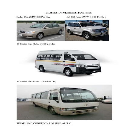 CLASSES OF VEHICLES FOR HIRE | DOCX