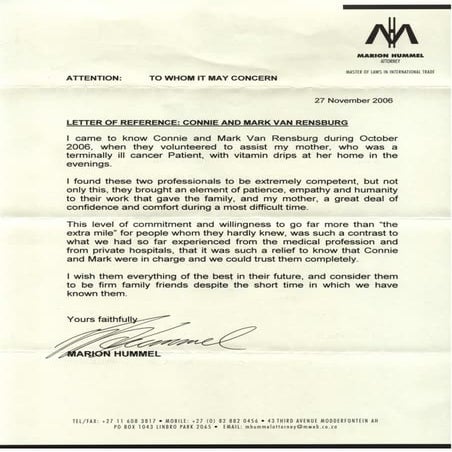 Reference Letter - Marion Hummel Attorney | PDF