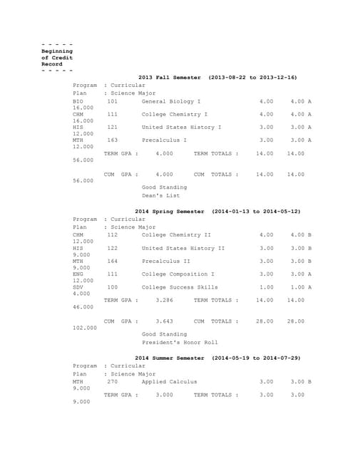 NC State Official Final Transcript | PDF