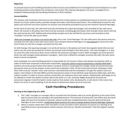 Cash Handling Procedural Instructions | PDF