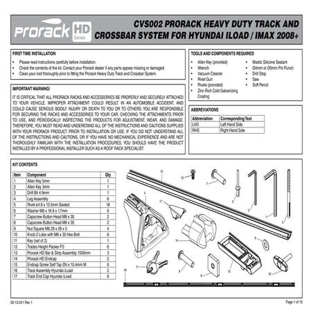 Example_Prorack HD iLoad Track Kit Instructions | PDF