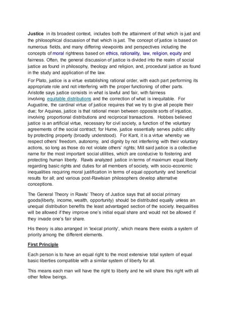 Theories of Justice (John Rawls and Amartya Sen) | PPT