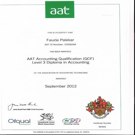 AAT Certifcate | PDF | Business | Business and Finance