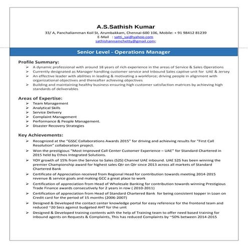 Sathish 2016- Resume | DOC
