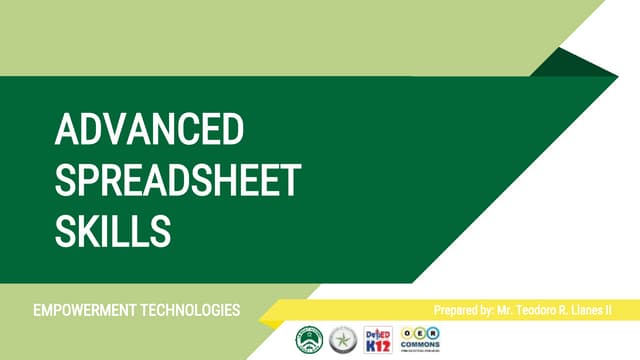 Advanced Spreadsheet Skills - Empowerment Technologies | PPTX