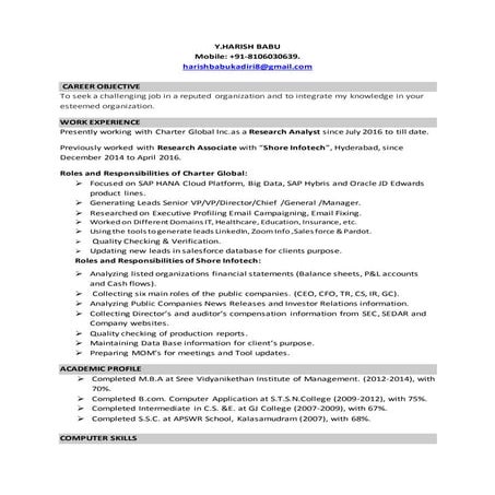 Harish babu Resume Updated | DOCX