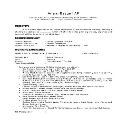 Water Treatment Resume | DOC