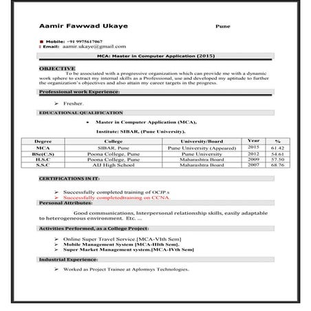 Aamir_Fresh_CV_ | DOC