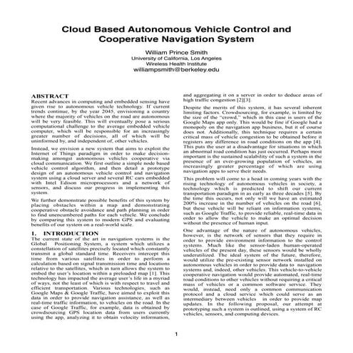 Cloud Based Autonomous Vehicle Navigation | PDF