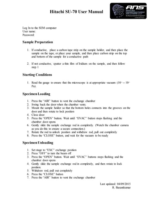 Scanning Electron Microscope (SEM) for Beginners | PDF
