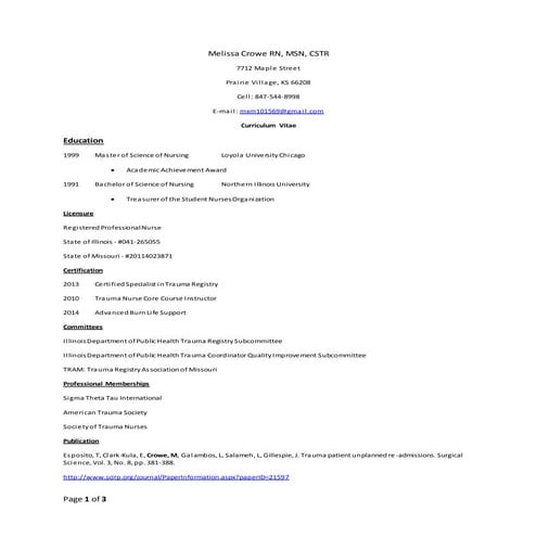 CURRICULUM VITAE Melissa | PDF