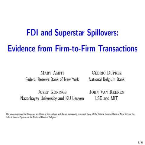 FDI and Superstar Spillovers: Evidence from Firm-to-Firm Transactions ...