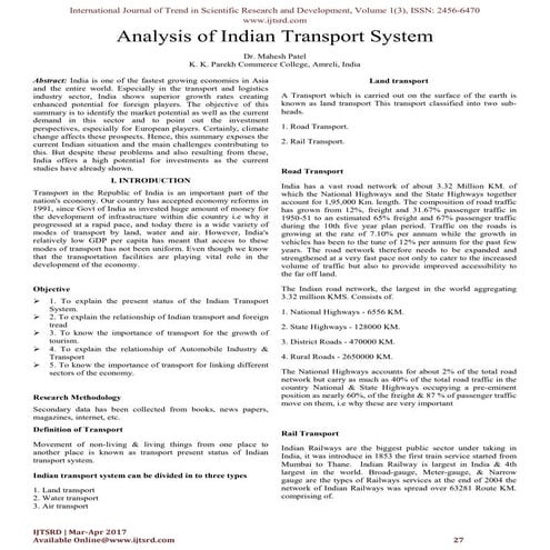 Analysis of Indian Transport System | PDF