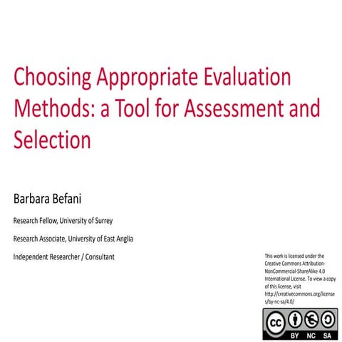 Choosing Appropriate Evaluation Methods tool | PPTX