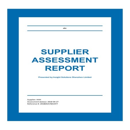 Supplier Assessment Sample Report: What You Can Expect | PDF