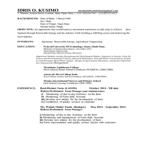 kusimo Idris olalekan CV | DOCX