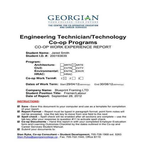 CO_OP WORK REPORT SUMMER 12 | PDF