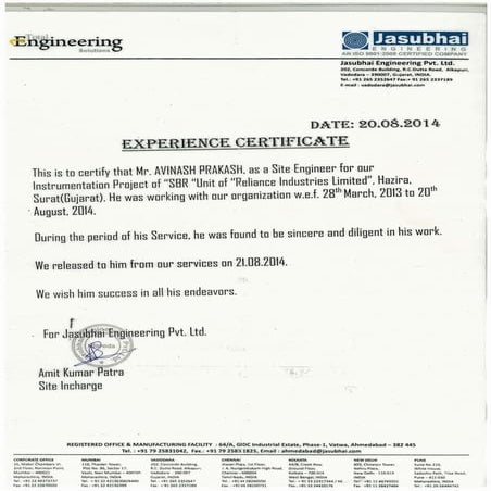 experience certificate | PDF