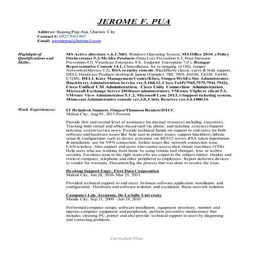 CV of Jerome Pua | DOCX
