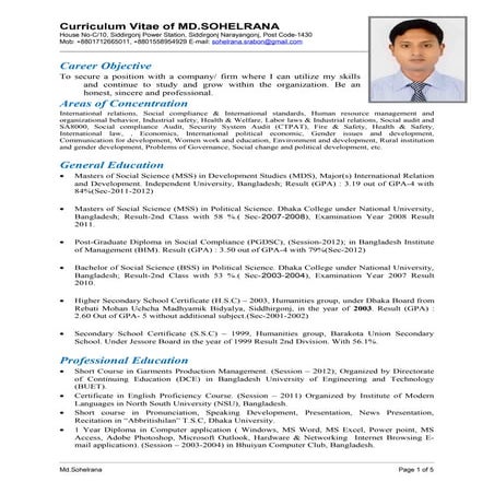 SOHEL CV 06.01.16 | Apparel Industry | Industries