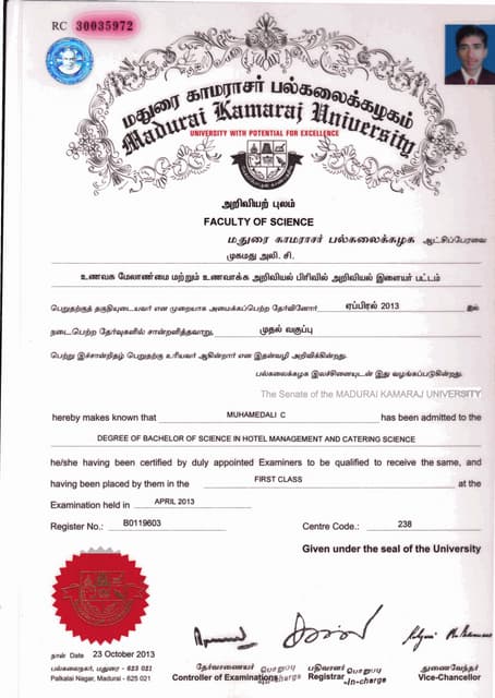 Original Degree Certificate | PDF