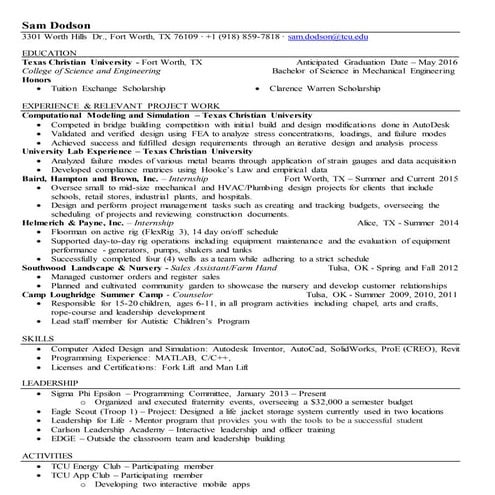Sam Dodson Resume | DOCX