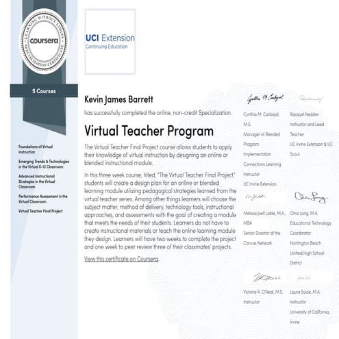 Coursera Virtual Teacher Program 2015 | PDF