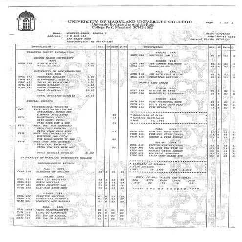 Pam Homeyer Transcript UMUC an Adobe scan | PDF