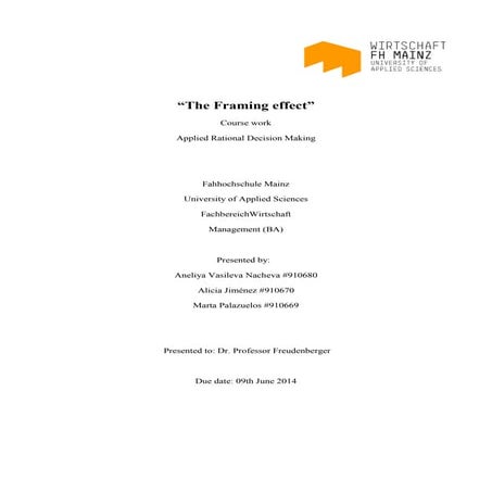 The Framing Effect | PDF