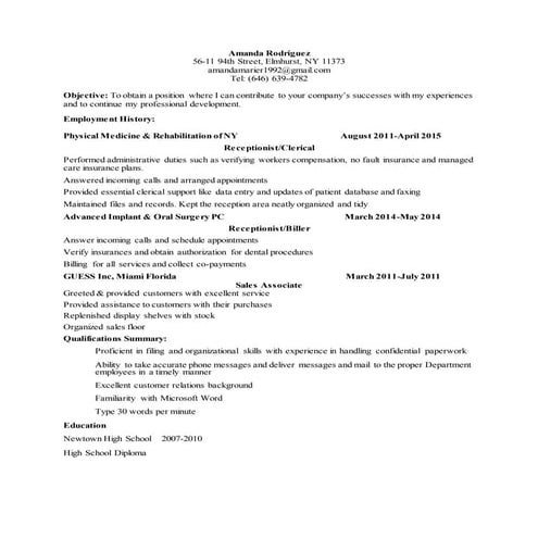 Amanda Rodriguez Resume | DOCX | Careers