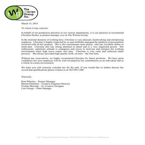 TWG Recommendation Letter for Checker 2015 | PDF