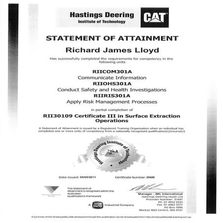 Richard Lloyd S1 S2 S3 Certificate | PDF