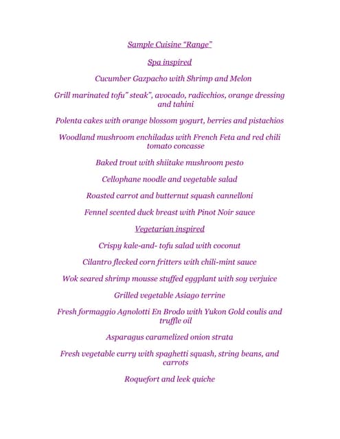 Sample Party menu | PDF