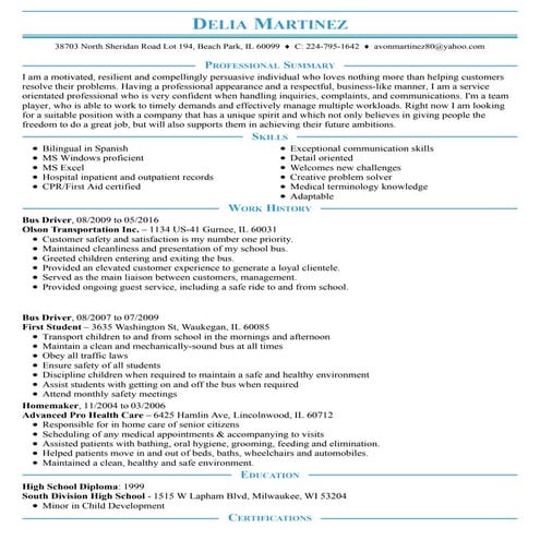 Delia Martinez Resume 1 (1) | PDF | Family and Relationships