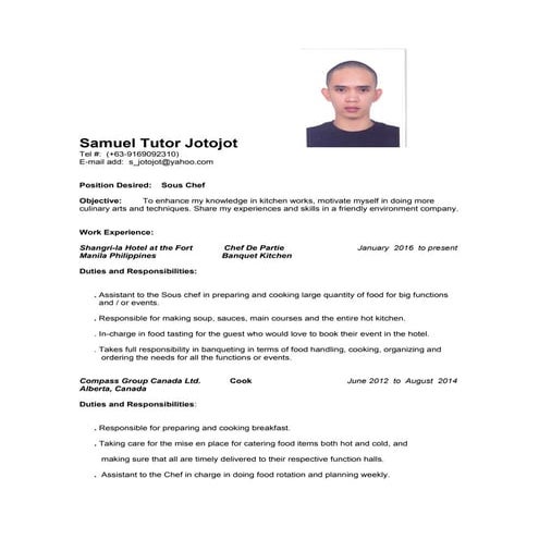 Resume of Samuel T. Jotojot | DOC