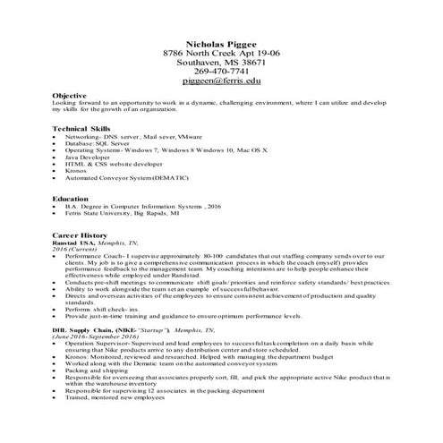 Fred Miles Junior Developer Resume | PDF