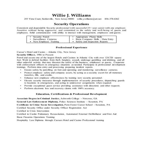 Willies Updated Resume July 2013 | DOCX